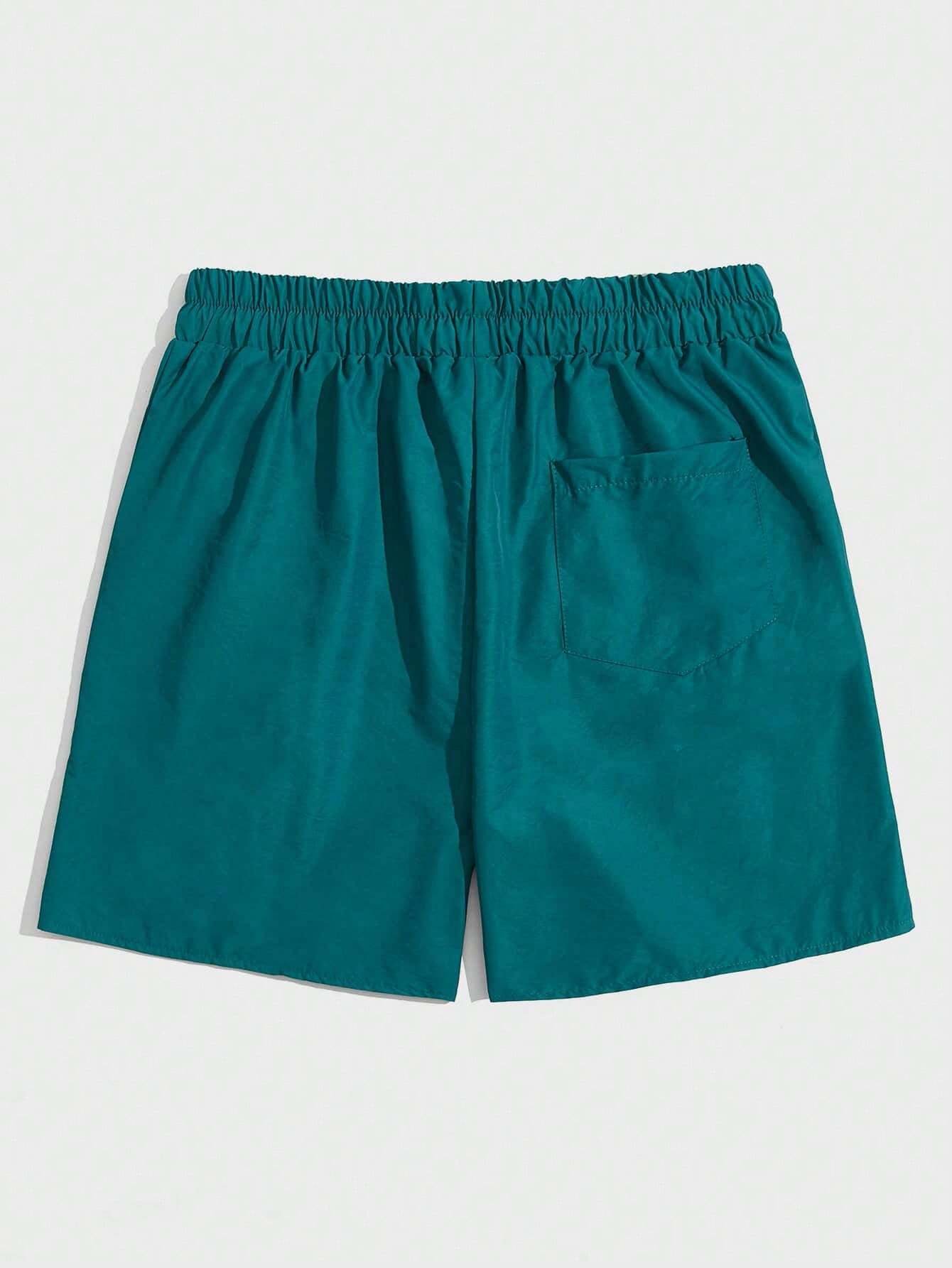 Shorts Con Cordón Y Diseño Gráfico De Huella Digital Para Hombres – CHEIN